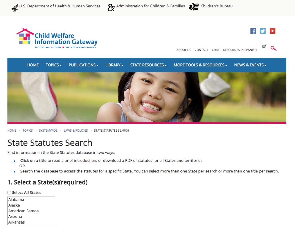 U.S. Child Welfare Information Gateway: State Statues Search - Protect ...